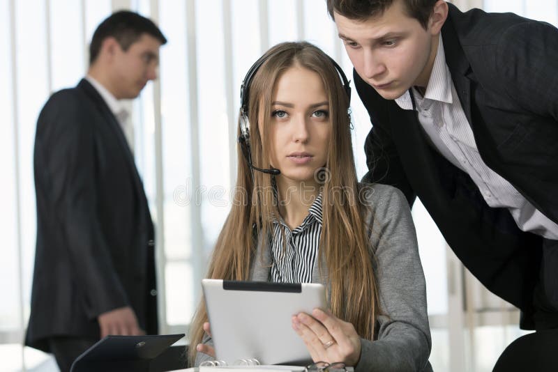 Customer Support Officer and Her Boss Stock Photo - Image of corporate ...