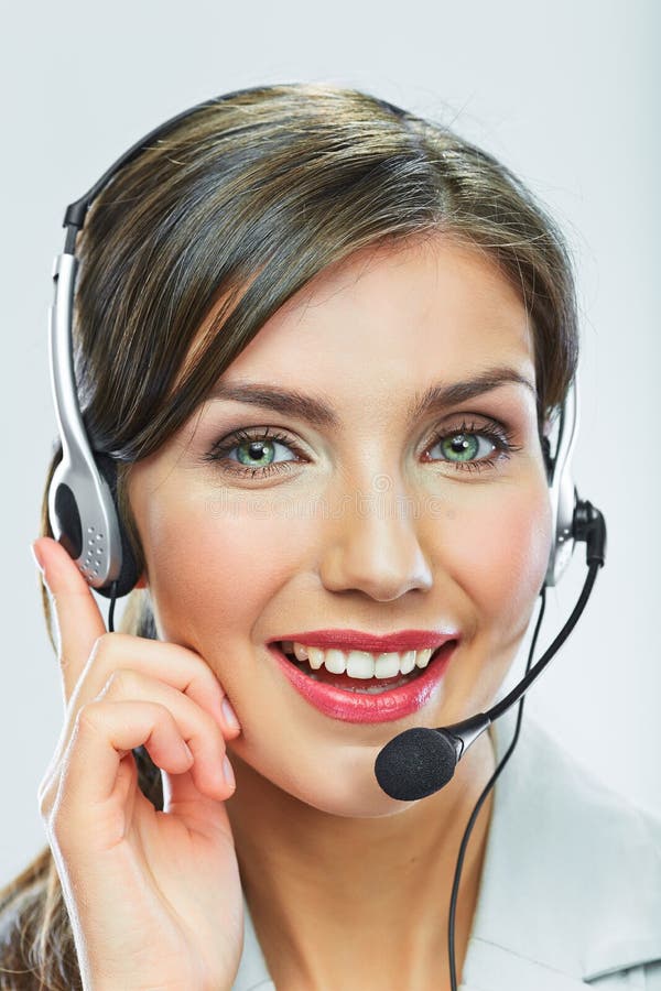 Customer Support Operator Close Up Portrait. Call Center Smili Stock ...
