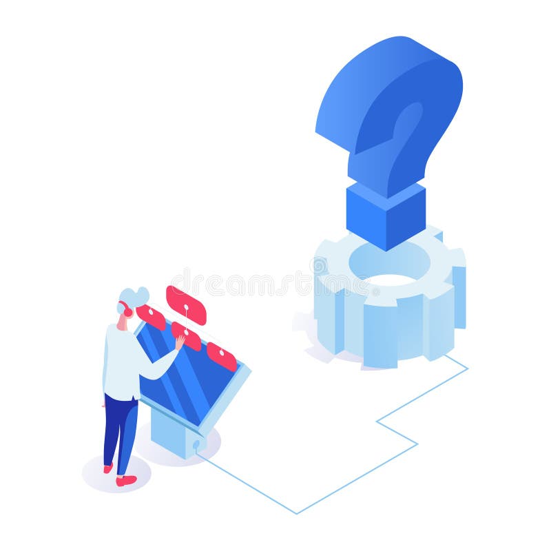Monitor with question mark stock illustration. Illustration of clothes ...
