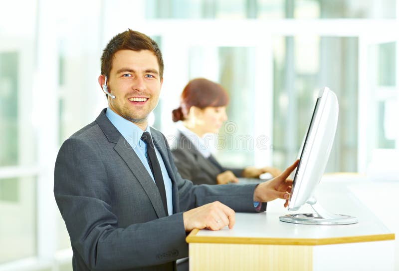 Customer Support Operator in Office Stock Image - Image of business ...