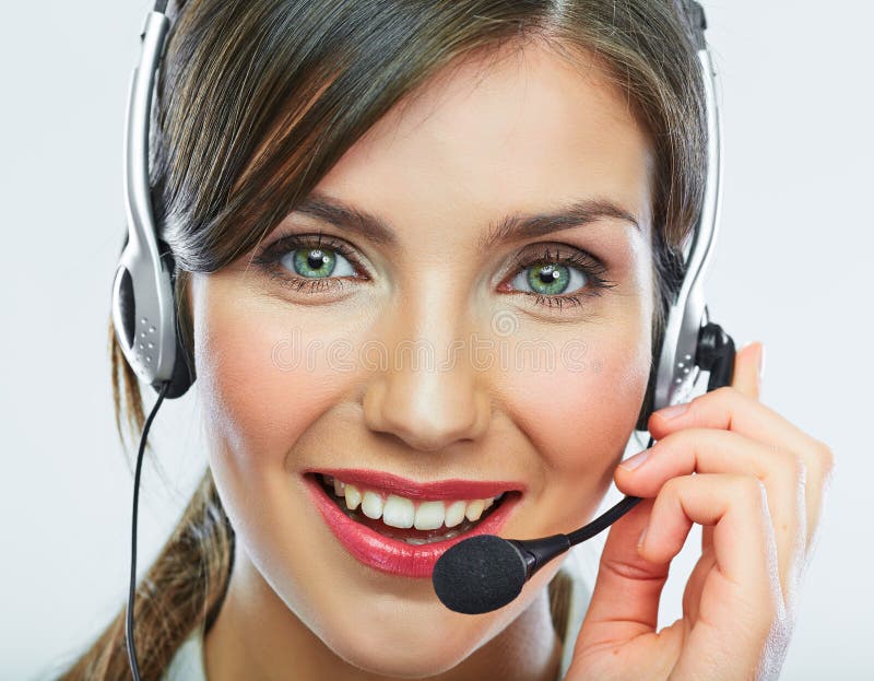 Customer Support Operator. Woman Face Stock Image - Image of headphones ...