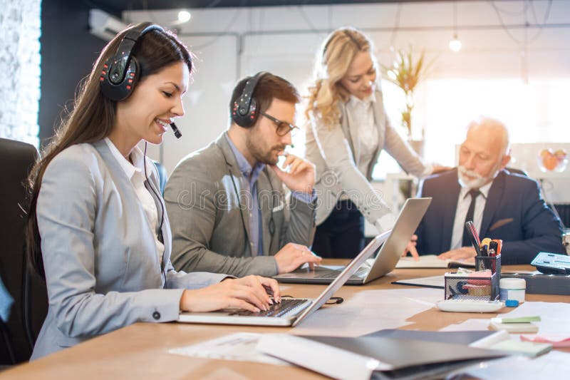 Customer Support Operators Working in Call Center Stock Photo - Image ...