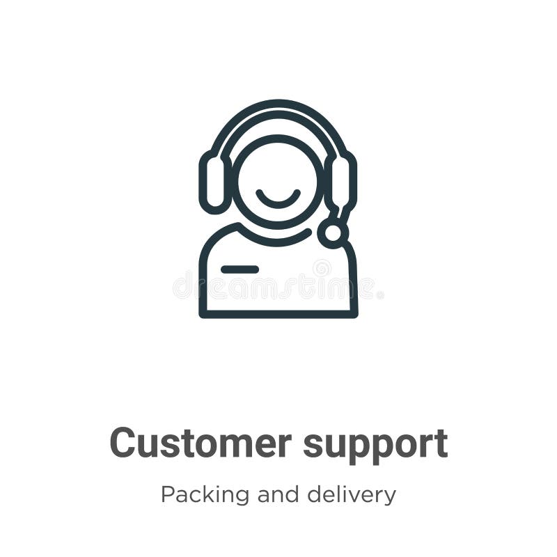 Customer Support Outline Vector Icon. Thin Line Black Customer Support ...