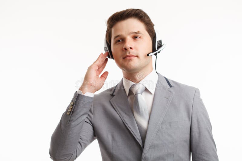 Customer Support Phone Operator at Office. in a Studio. Stock Photo ...
