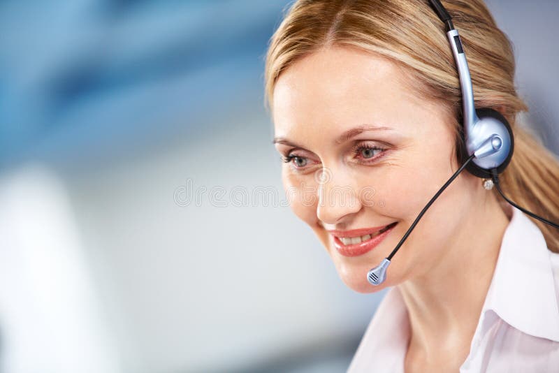 Beautiful Female Customer Service Representative or Operator or Help ...