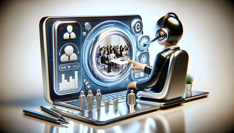 Customer Support Representative Assisting Clients in a Glossy Virtual ...