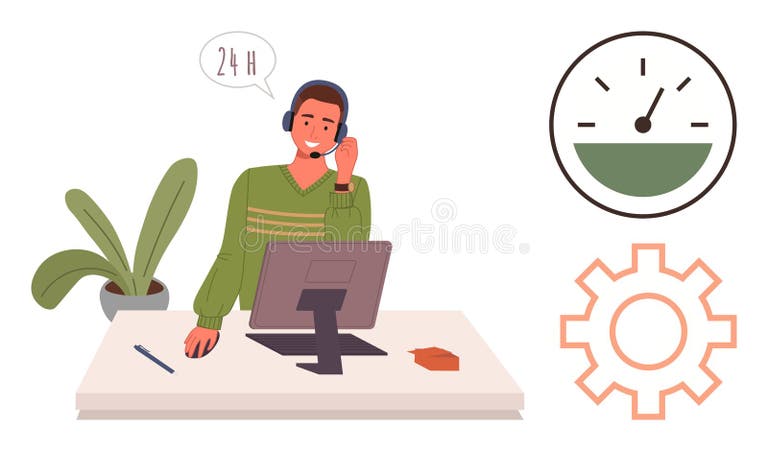 Headset Handling Calls Stock Illustrations – 20 Headset Handling Calls ...