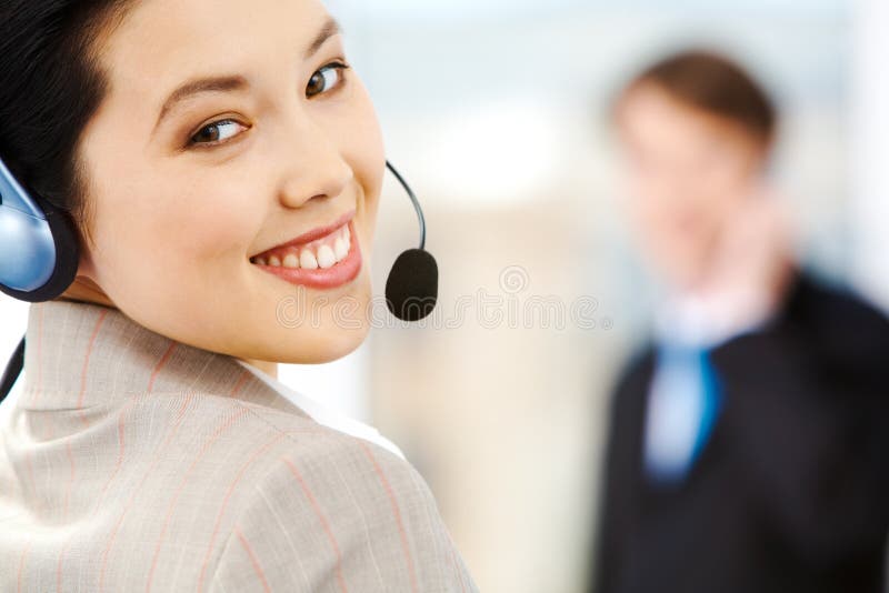Asian Customer Service Agent with Headset on Stock Photo - Image of ...