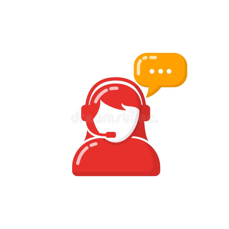 Customer Support or Customer Service Agent with Headset Flat Vector ...