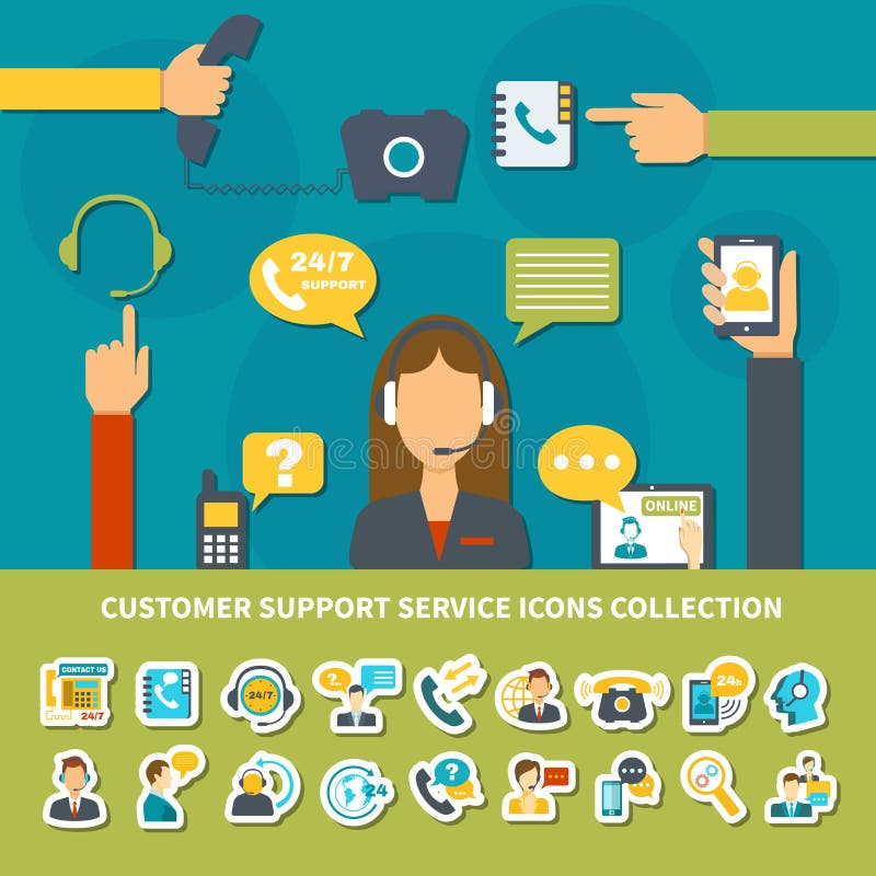 Support Service Centre Composition Stock Vector - Illustration of ...