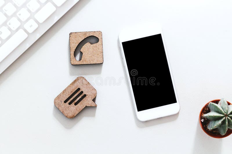 Customer Support Service with Smartphone on Table Stock Photo - Image ...