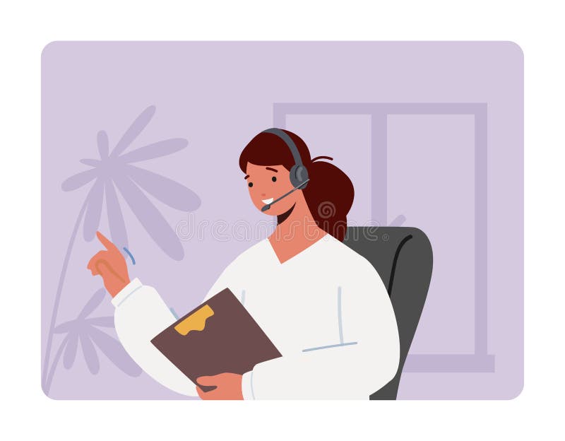 Customer Support Service. Technical Receptionist, Operator Girl in ...