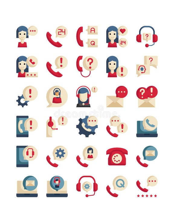 Customer Support Services Flat Icon Pack Stock Vector - Illustration of ...