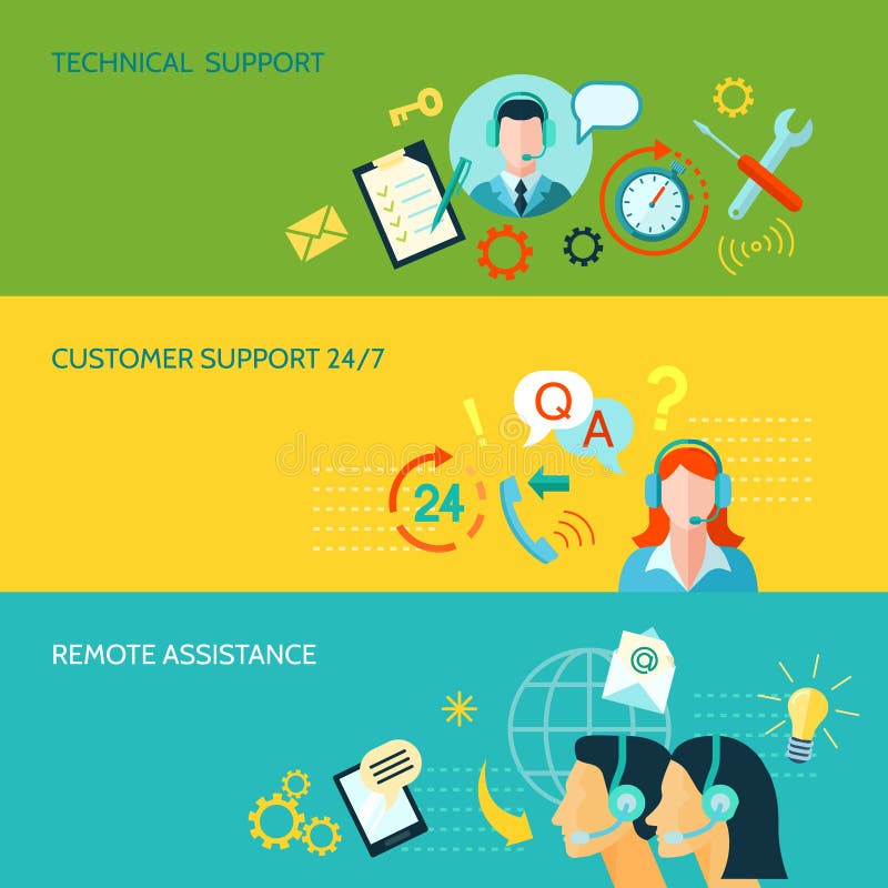 Customer Support and Technical Assistance Horizontal Banners Stock ...