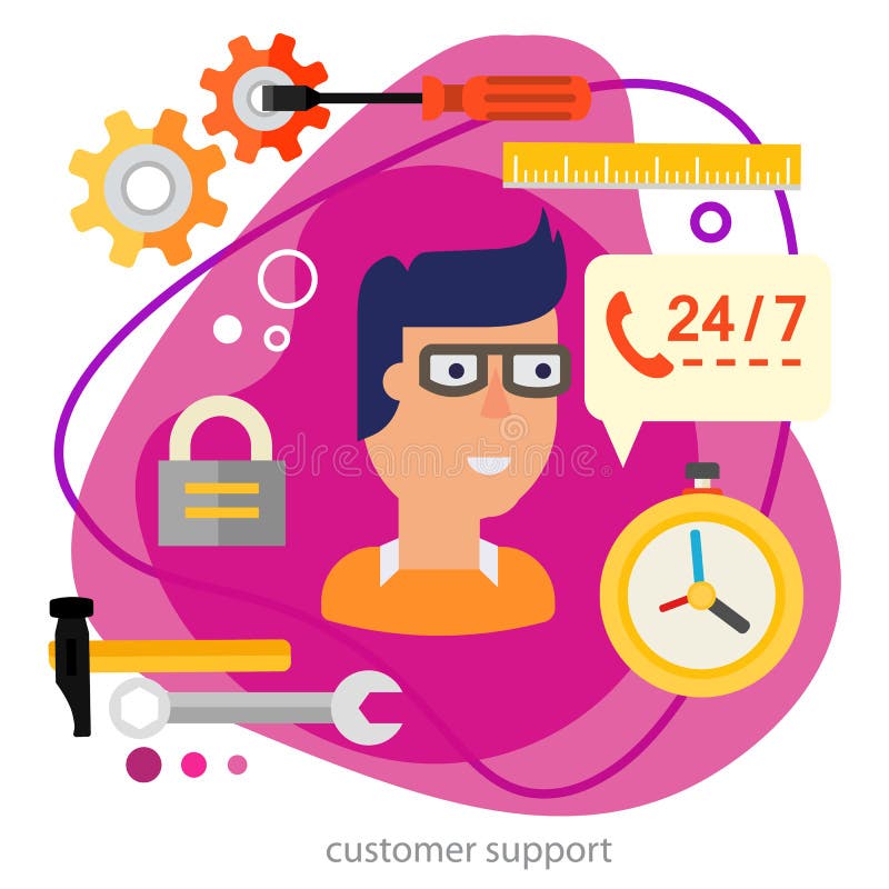 Customer Support or Technical Support Concept Banner. Trendy Vector ...