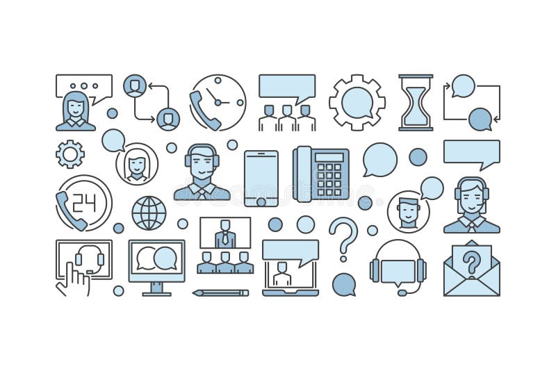 Blue Customer Service Round Illustration - Vector Customer Support and ...