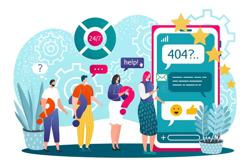 Customer Support, Vector Illustration. Online Service Technology for ...