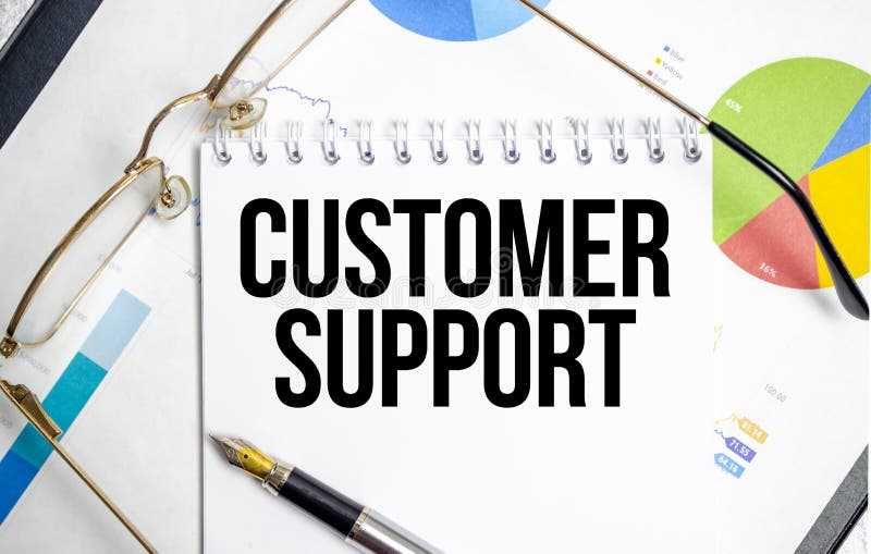 Customer Support Word on Notepad with Glasses and Chart Stock Image ...