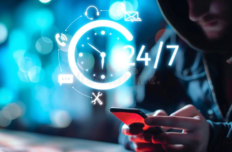 Customer Support Working 24 Hours for Customer EIDE Care Stock Photo ...