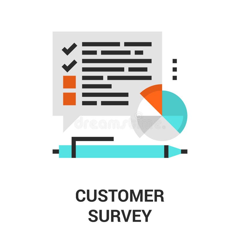 Customer Survey Flat Line Icon Design Concept Stock Vector ...