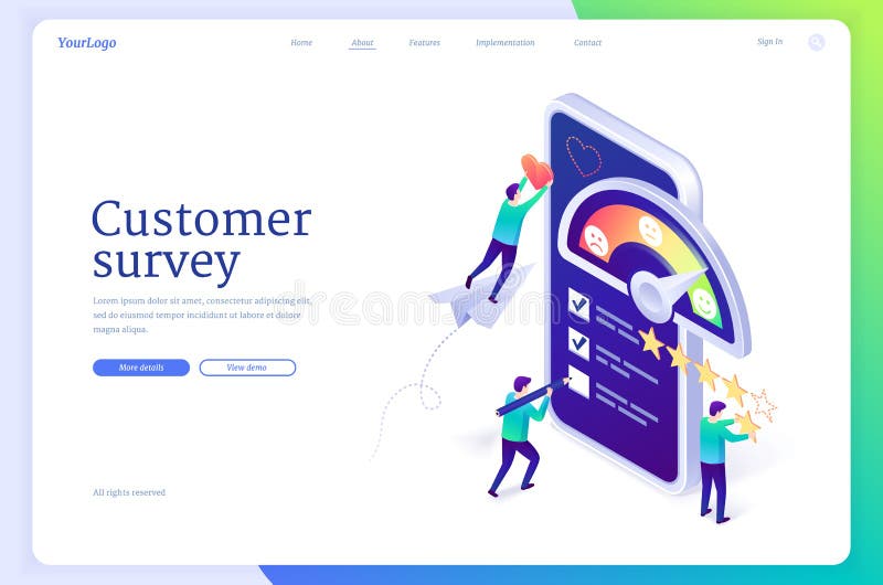 Customer Survey Isometric Landing Page, Web Banner Stock Vector ... Customer Survey Isometric Landing Page, Web Banner Stock Vector ...