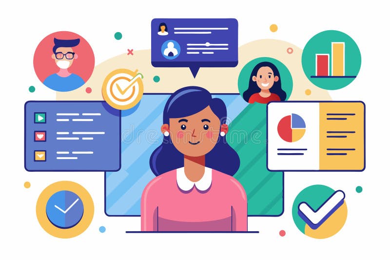 A Customer Survey Showcases a Woman Interacting with Various Data ...