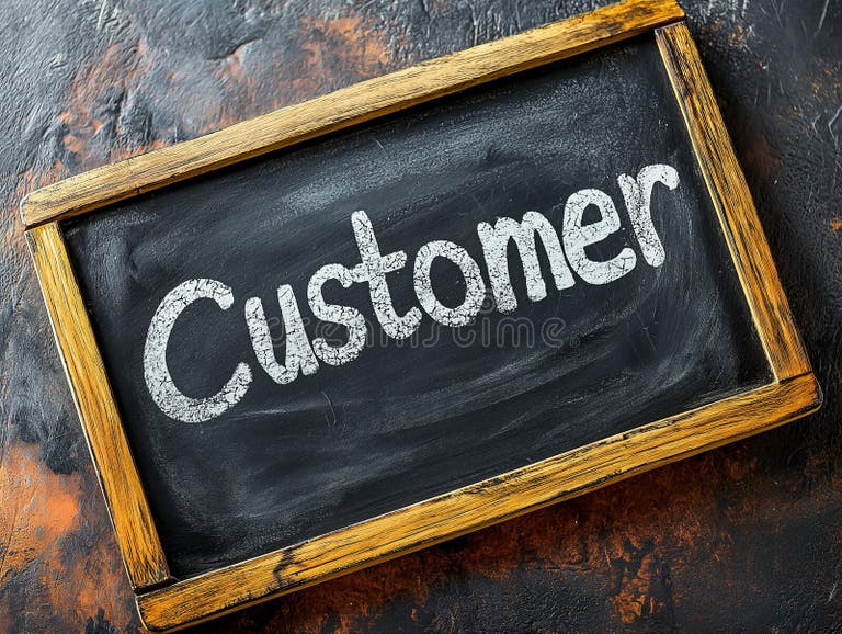 Customer Text Written on the Blackboard Stock Photo - Image of display ...