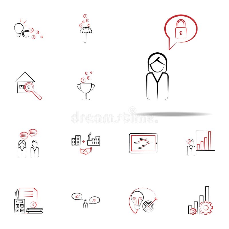 Customer Think Lock Multi Color Set Icon. Simple Thin Line, Outline ...