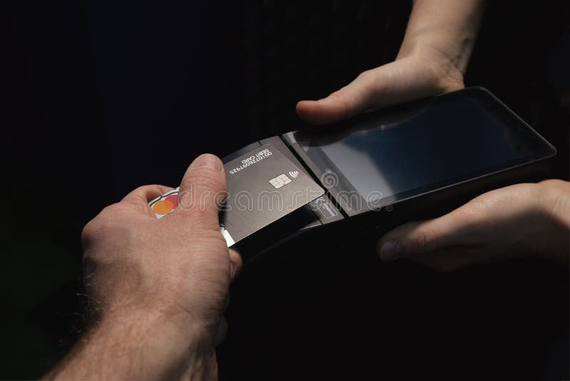 Customer Using Debit Card for Payment with Cashless Technology ...