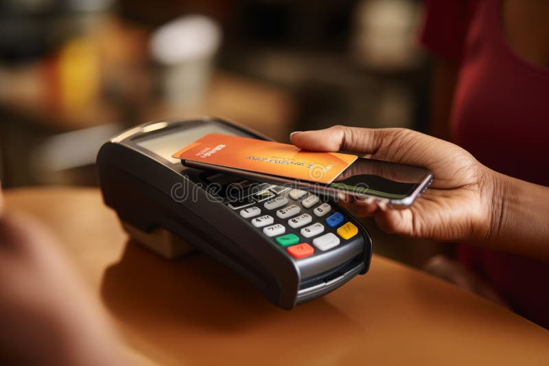 A Customer is Using a Smartphone To Complete a Contactless Payment at a ...