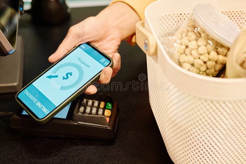 Customer Using Smartphone To Pay for Purchase Stock Image - Image of ...
