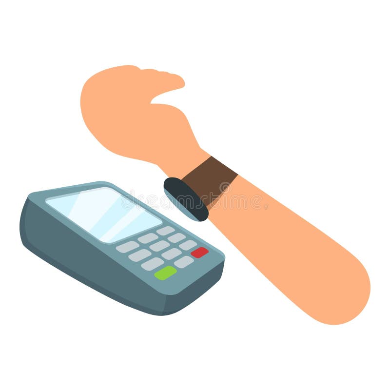 Customer Using Smartwatch for Nfc Payment on Pos Terminal Stock Vector ...