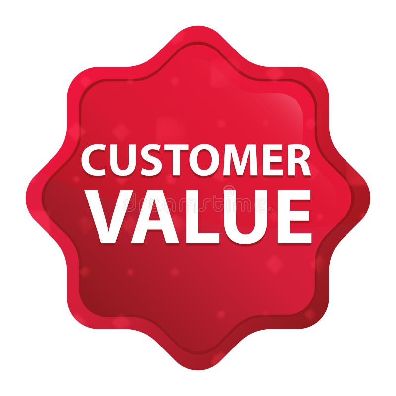 Customer Value Misty Rose Red Starburst Sticker Button Stock ...