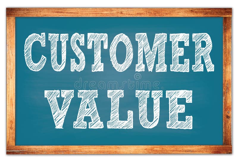 CUSTOMER VALUE Words on Blue Wooden Frame School Blackboard Stock ...