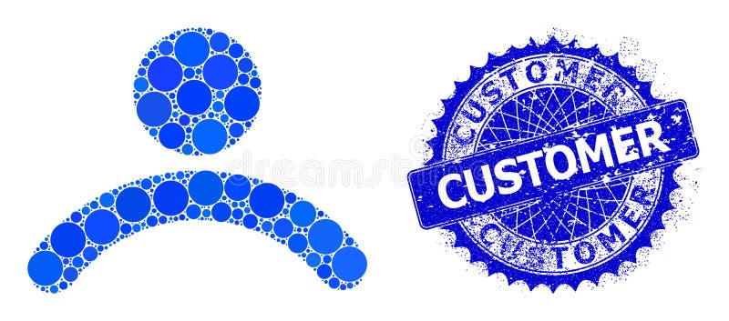 Vector Customer Mosaic of Small Circles with Distress Customer Badge ...