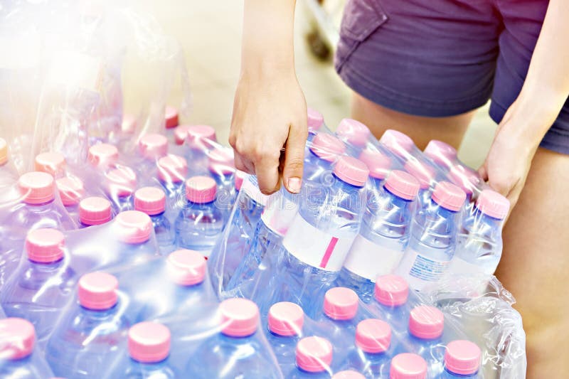 Customer with Water Bottles Stock Photo - Image of retail, healthy ...