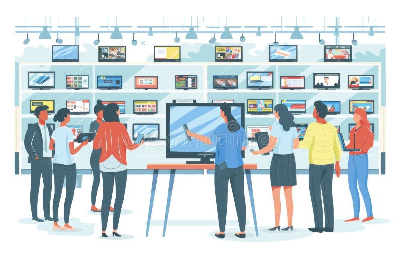 Customers Browsing through the Latest Electronic Gadgets and Devices at ...