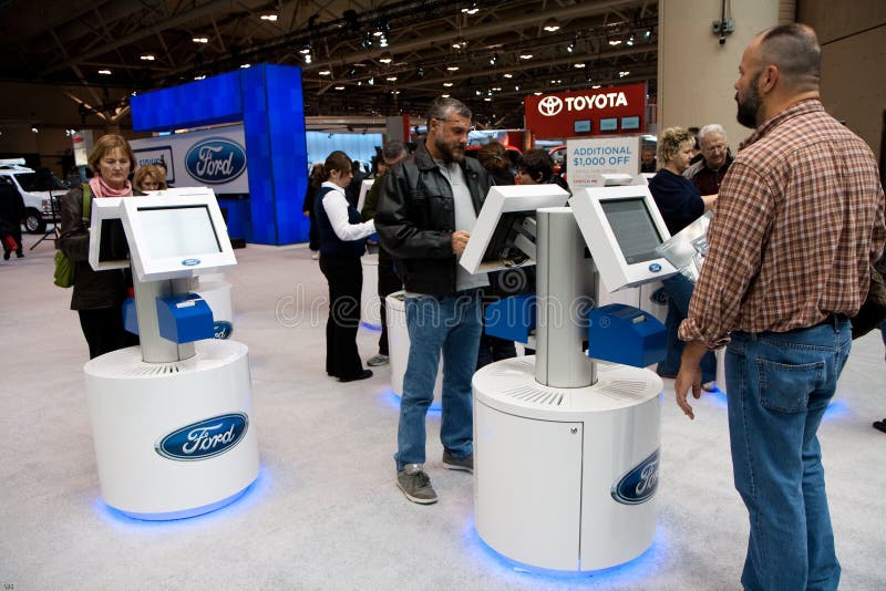 Customers Entering Information on Ford Terminals Editorial Image ...