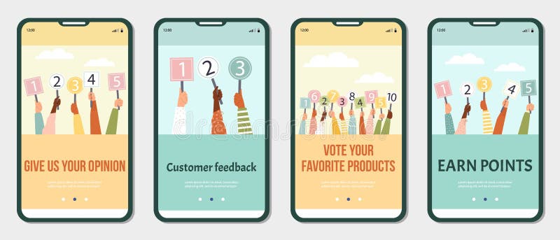 Customers Feedback and Opinion Mobile Onboarding Page Flat Vector ...