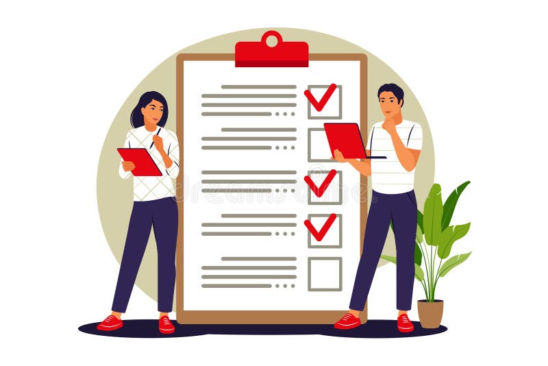 Customers Filling Up Survey Form. Vector Illustration Stock Vector ...