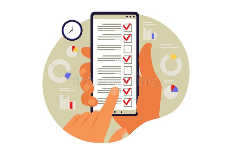 Customers Filling Up Survey Form. Vector Illustration Stock Vector ...