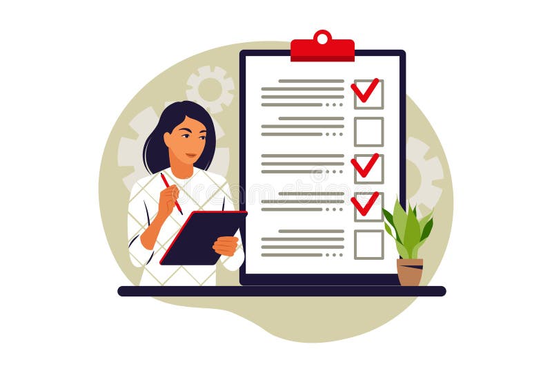 Customers Filling Up Survey Form. Vector Illustration Stock Vector ...