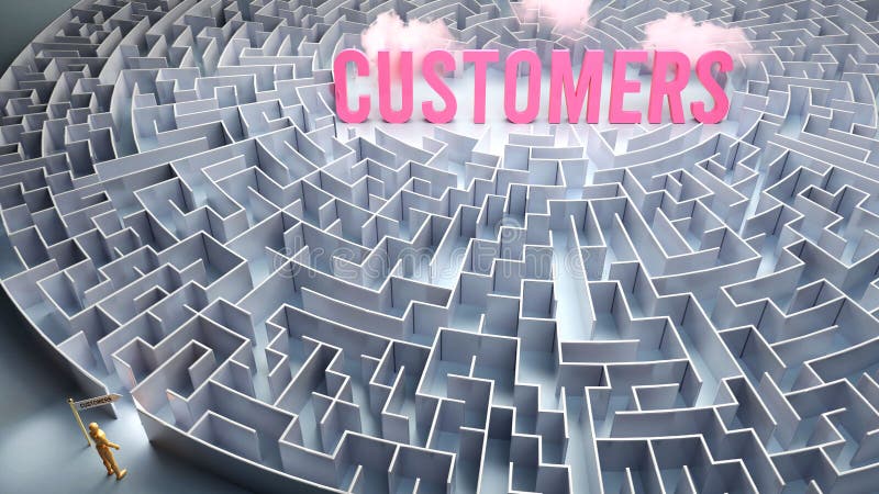 Customers and a Difficult Path To it Stock Illustration - Illustration ...
