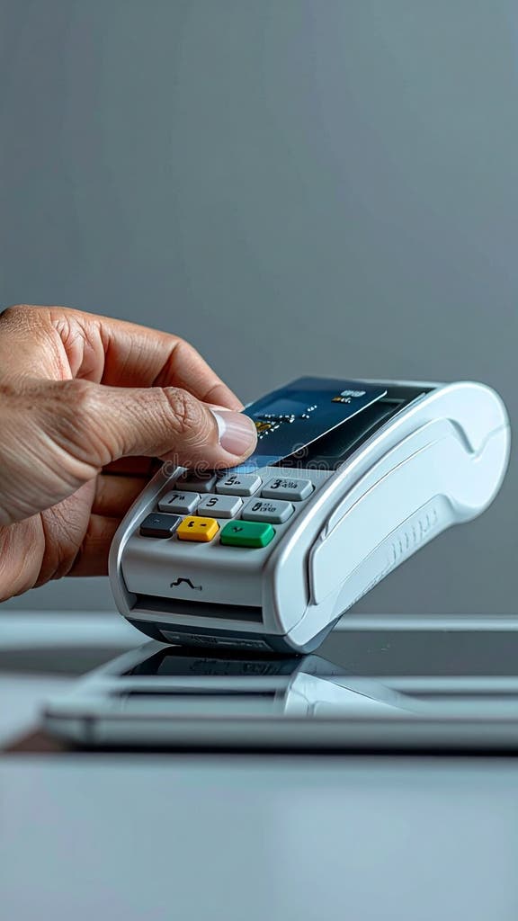 Secure Payment with Modern POS Credit Card Reader Stock Illustration ...