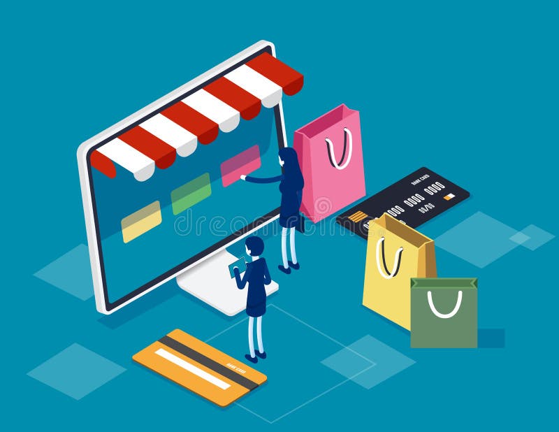 Customers Order and Buy Online. Isometric Online Store Concept Stock ...