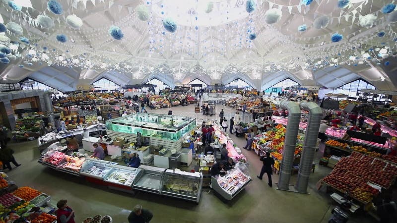 Customers Walk among Stores in Danilovsky Stock Footage - Video of ...