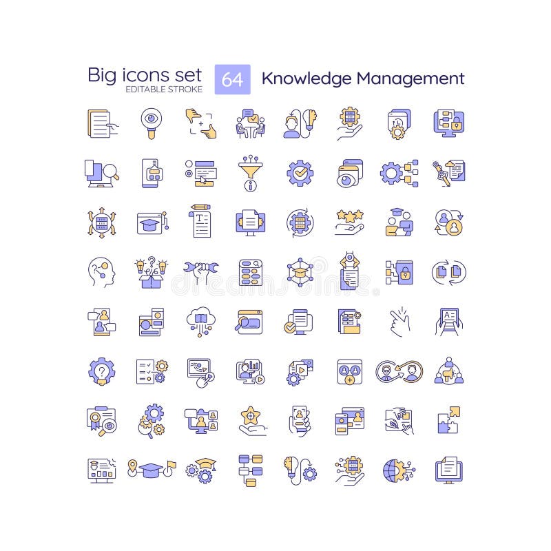 Knowledge Management Text with Linear Icons Stock Vector - Illustration ...
