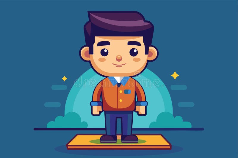 A Customizable Cartoon Illustration of a Smiling Boy Standing on a ...