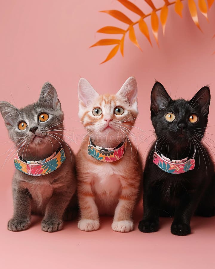 Customizable Cat Collars Flat Design Front View Theme Vintage Animation ...