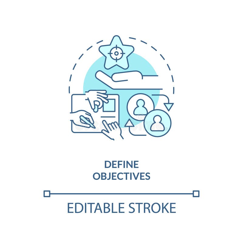 Customizable Define Objectives Blue Linear Icon Concept Stock Vector